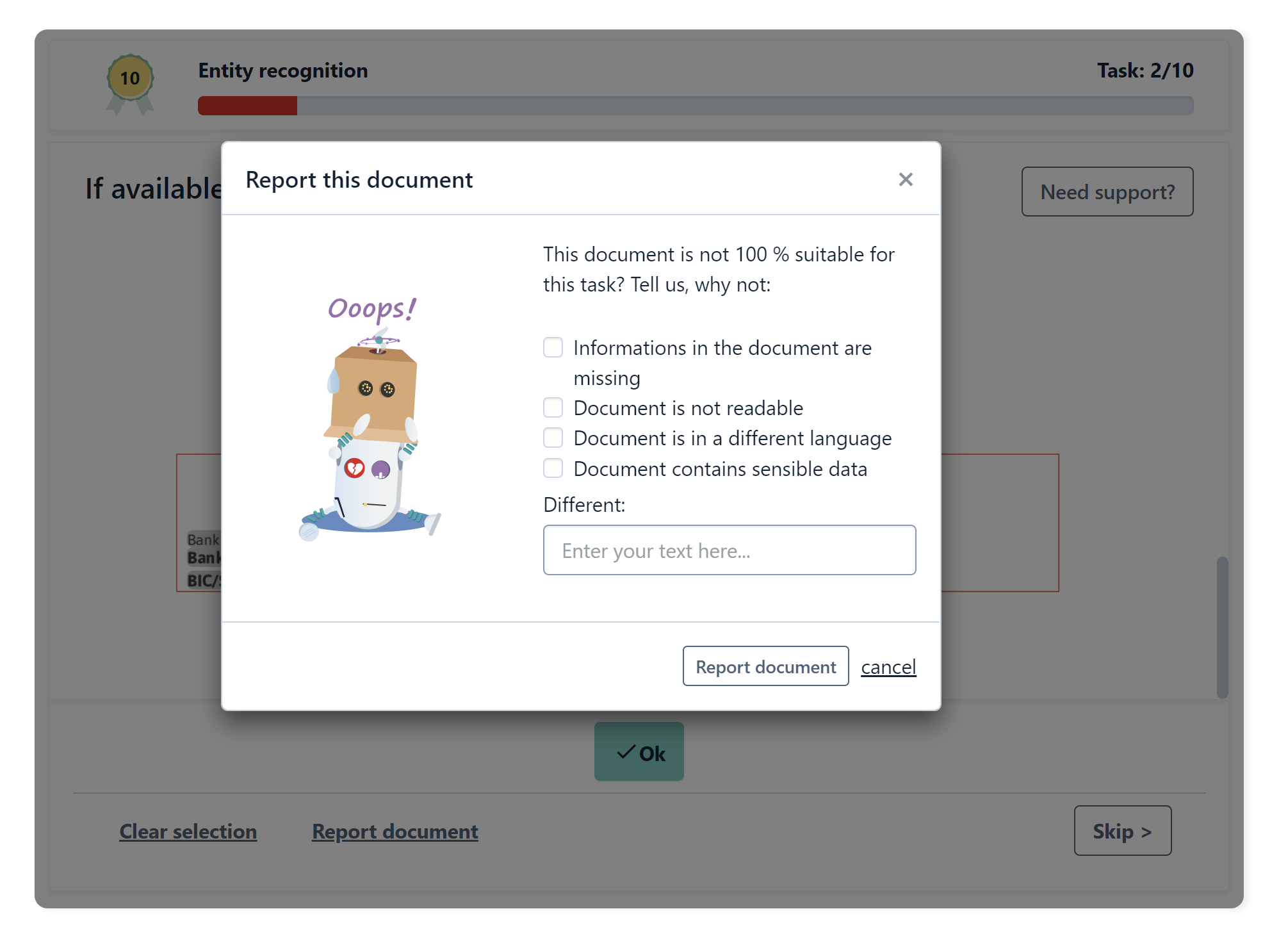 CIB crowdsource: Report a document